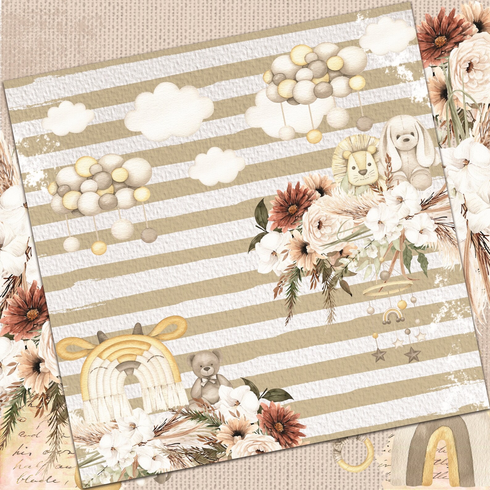 Boho Digital Paper Set Boho Nursery Background Boho Baby - Etsy