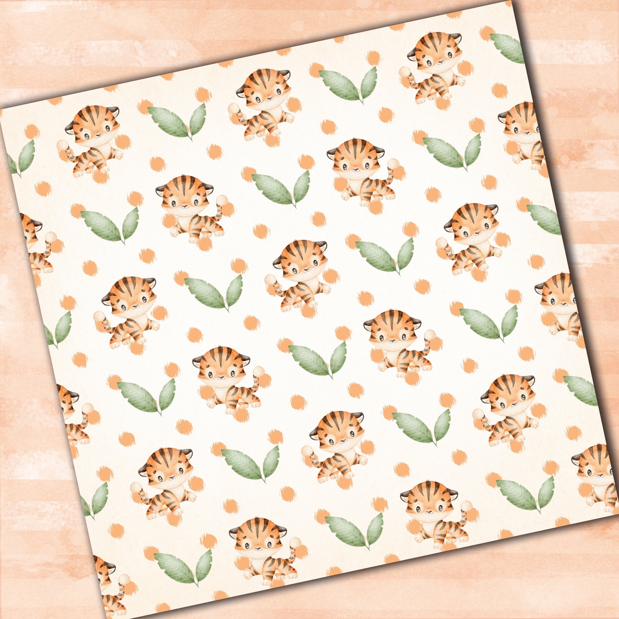 Little Tiger Digital Paper Set Tiger Nursery Background Unisex Baby ...