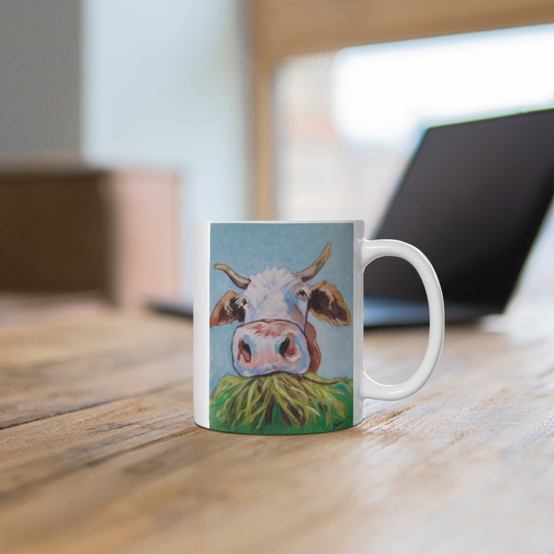 Ceramic Mug 11oz Cute Cow - Etsy