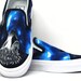 Custom Hand Drawn Wolf Shoes: Classic Vans Slip-on With Wolf Howling at ...