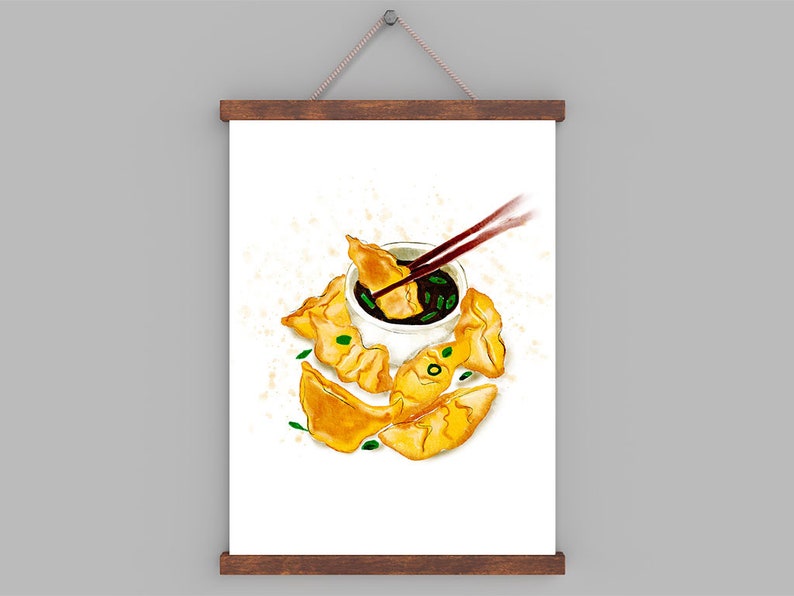 Printable Dumplings Art, Digital Thai Wall Art, Thai Decor, Noodle ...