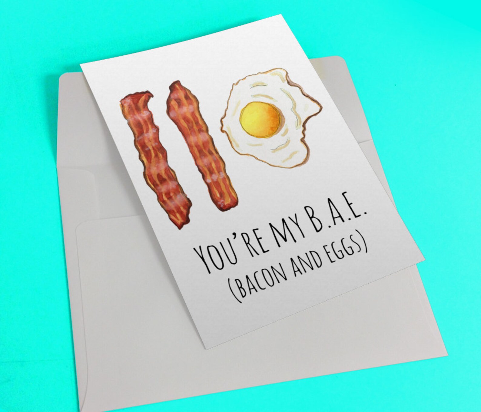 Printable Bacon Card You're My B.A.E. Bacon and Eggs - Etsy