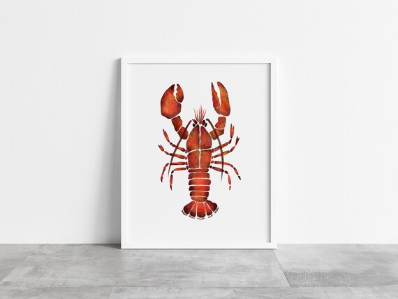 Printable Red Lobster Wall Art Lobster Illustration | Etsy