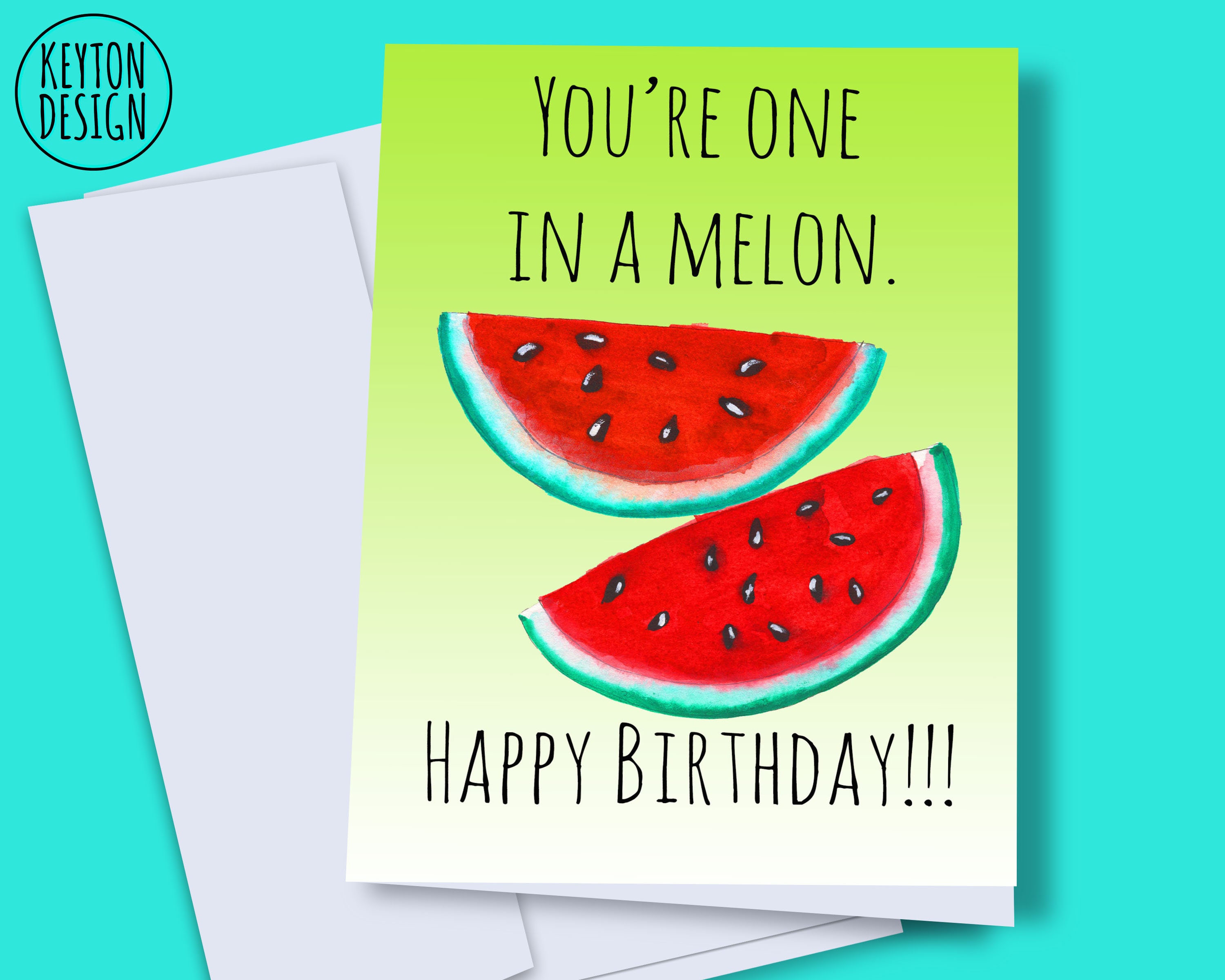 INSTANT DOWNLOAD - Melon Birthday Card, Watermelon Birthday Card ...