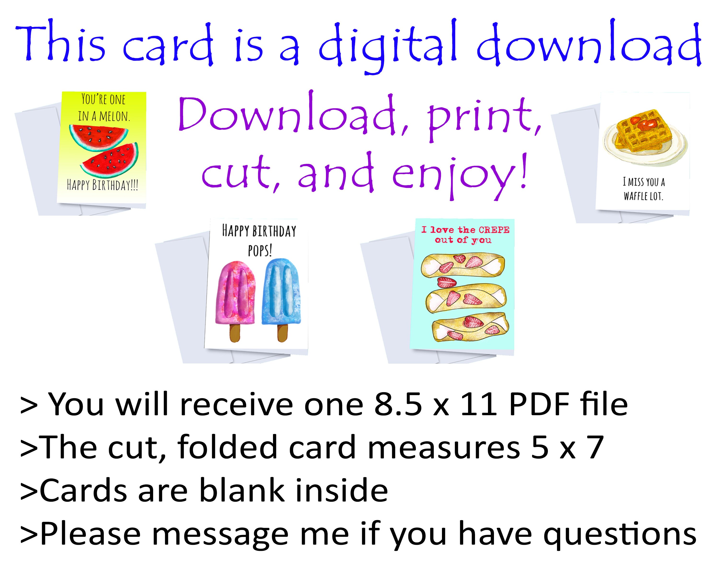 INSTANT DOWNLOAD - Cookie Card, Printable Congratulations Card ...