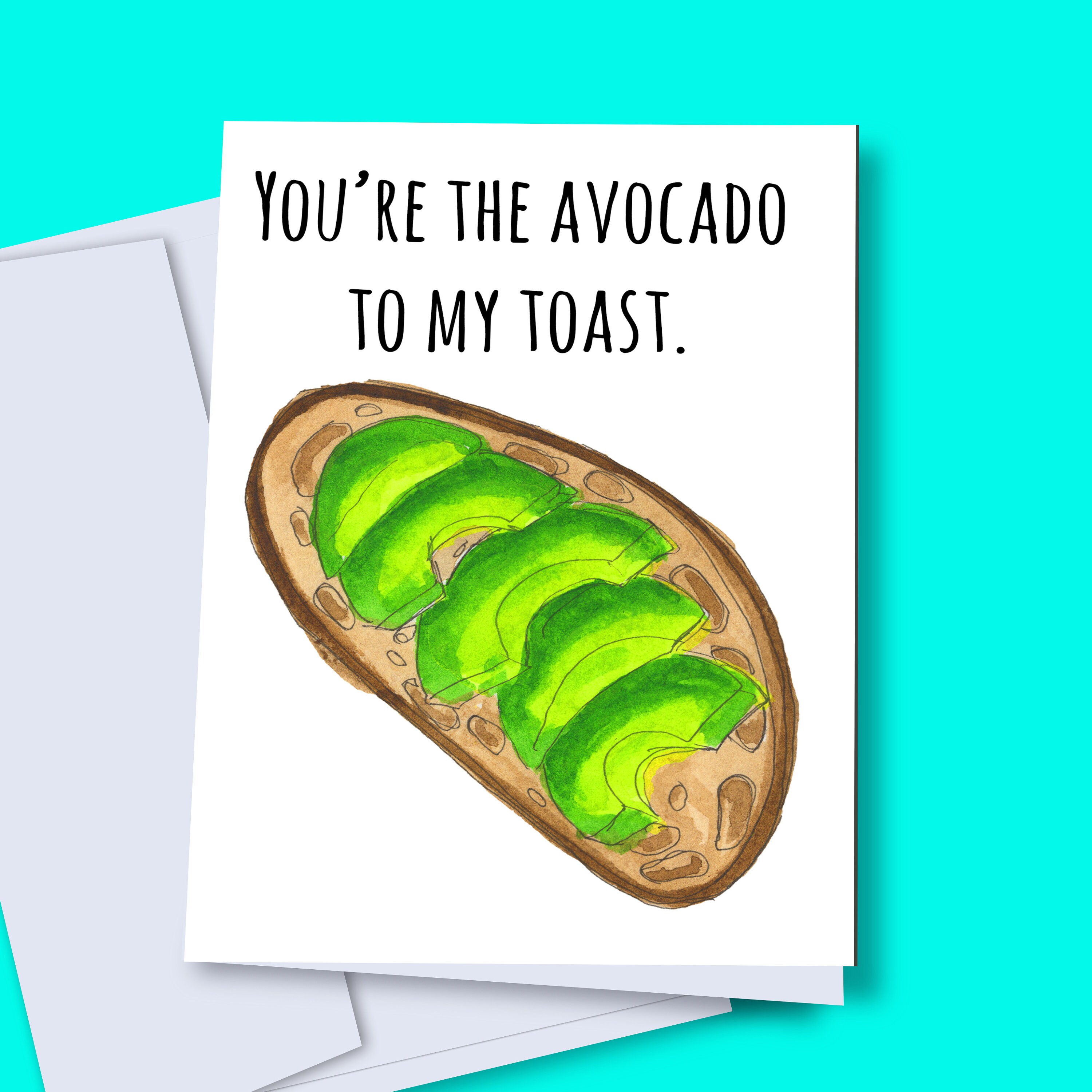 Digital Avocado Toast Card, Avocado Romantic Card, DIY Card, Printable ...