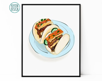 Bao Food Illustration Kitchen Poster Wall Art Poster - Etsy