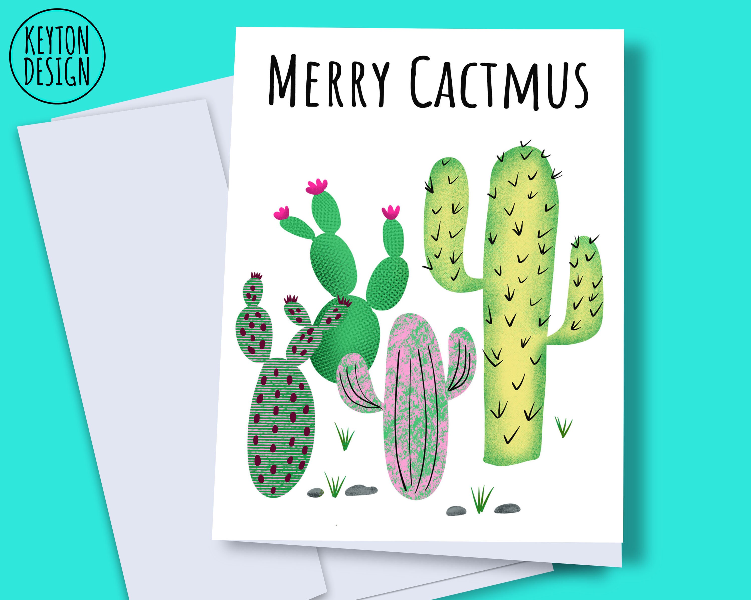 Printable Christmas Card, Merry Cactmus Card, Cactus Greeting Card ...