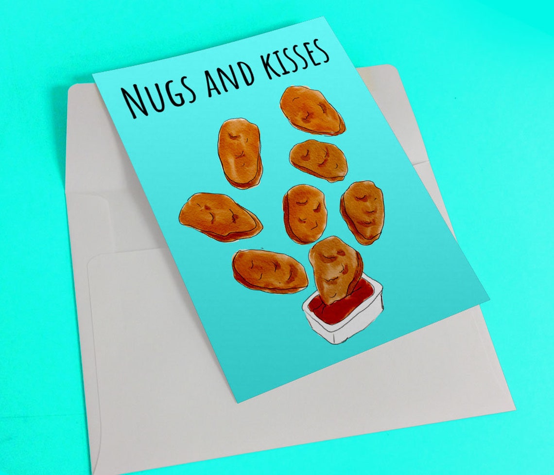 Digital Card Nugs and Kisses Printable Card for Boyfriend - Etsy