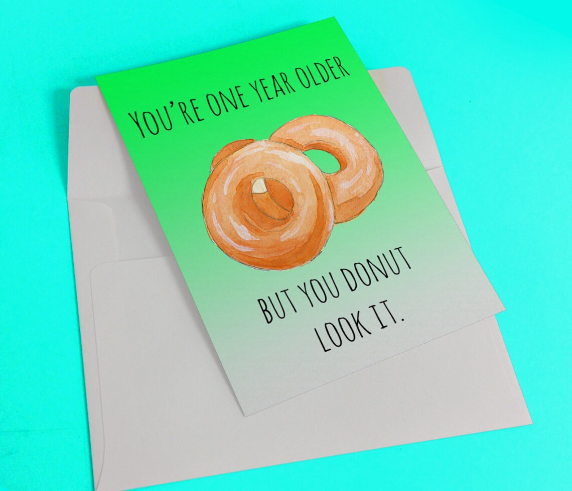 Printable Birthday Card, Doughnut Birthday Card, Funny Donut Card ...
