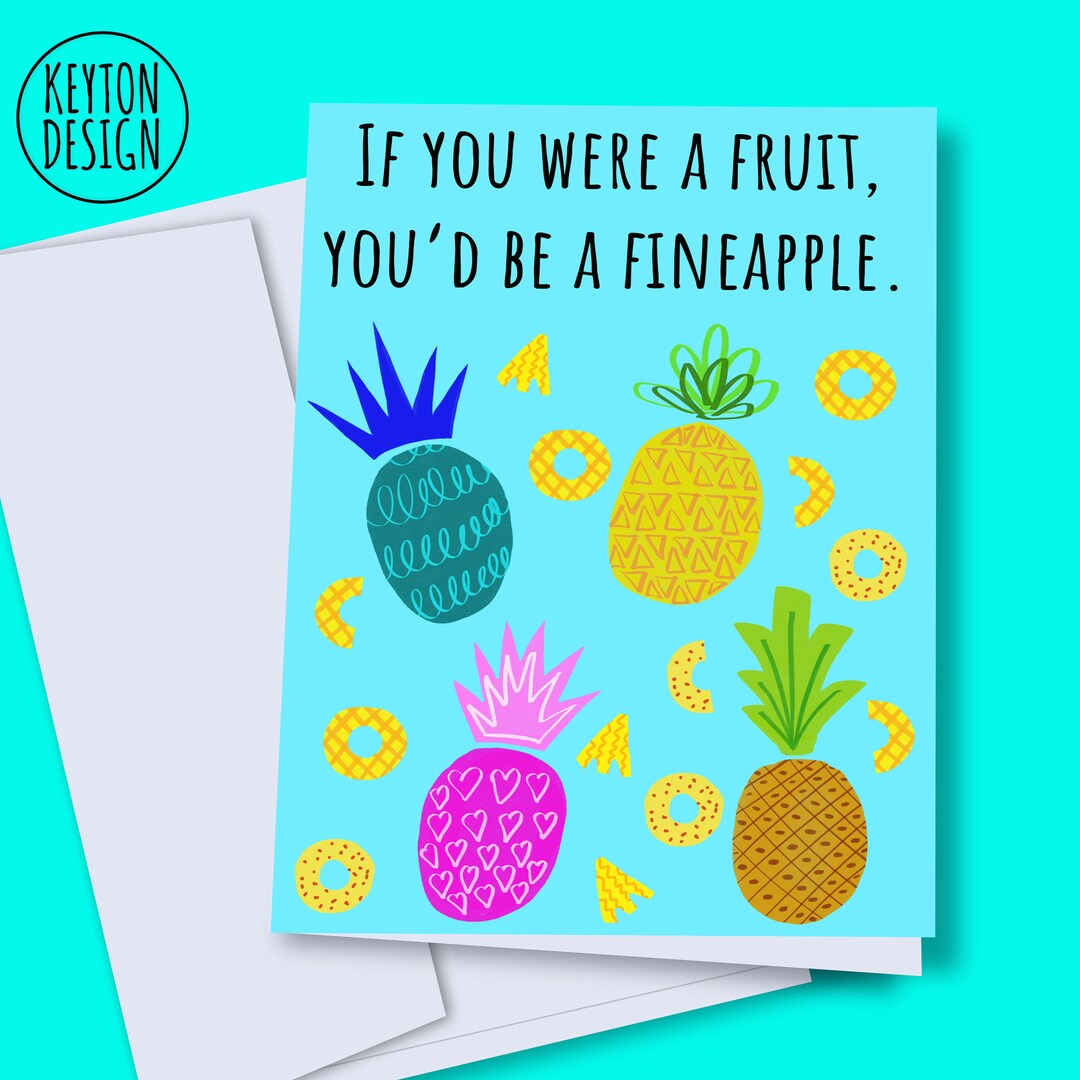 INSTANT DOWNLOAD - Pineapple Card, Romantic Pineapple, Romantic Fruit ...