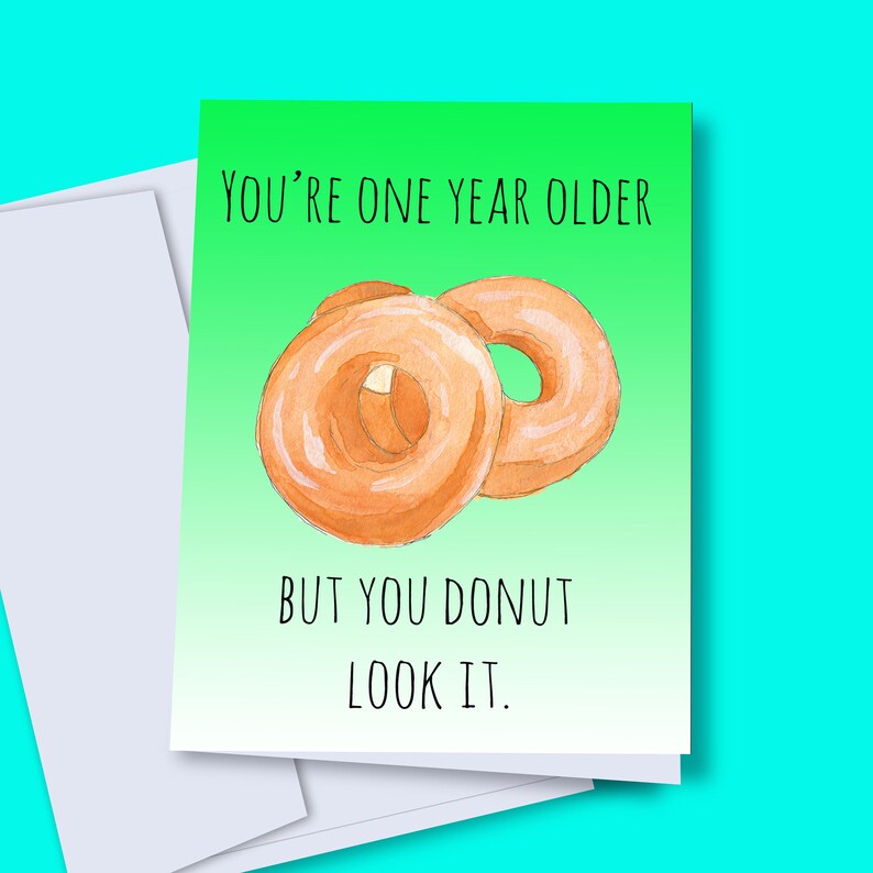 Printable Birthday Card, Doughnut Birthday Card, Funny Donut Card ...