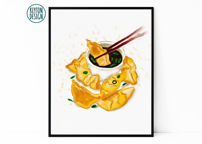 Printable Dumplings Art, Digital Thai Wall Art, Thai Decor, Noodle ...