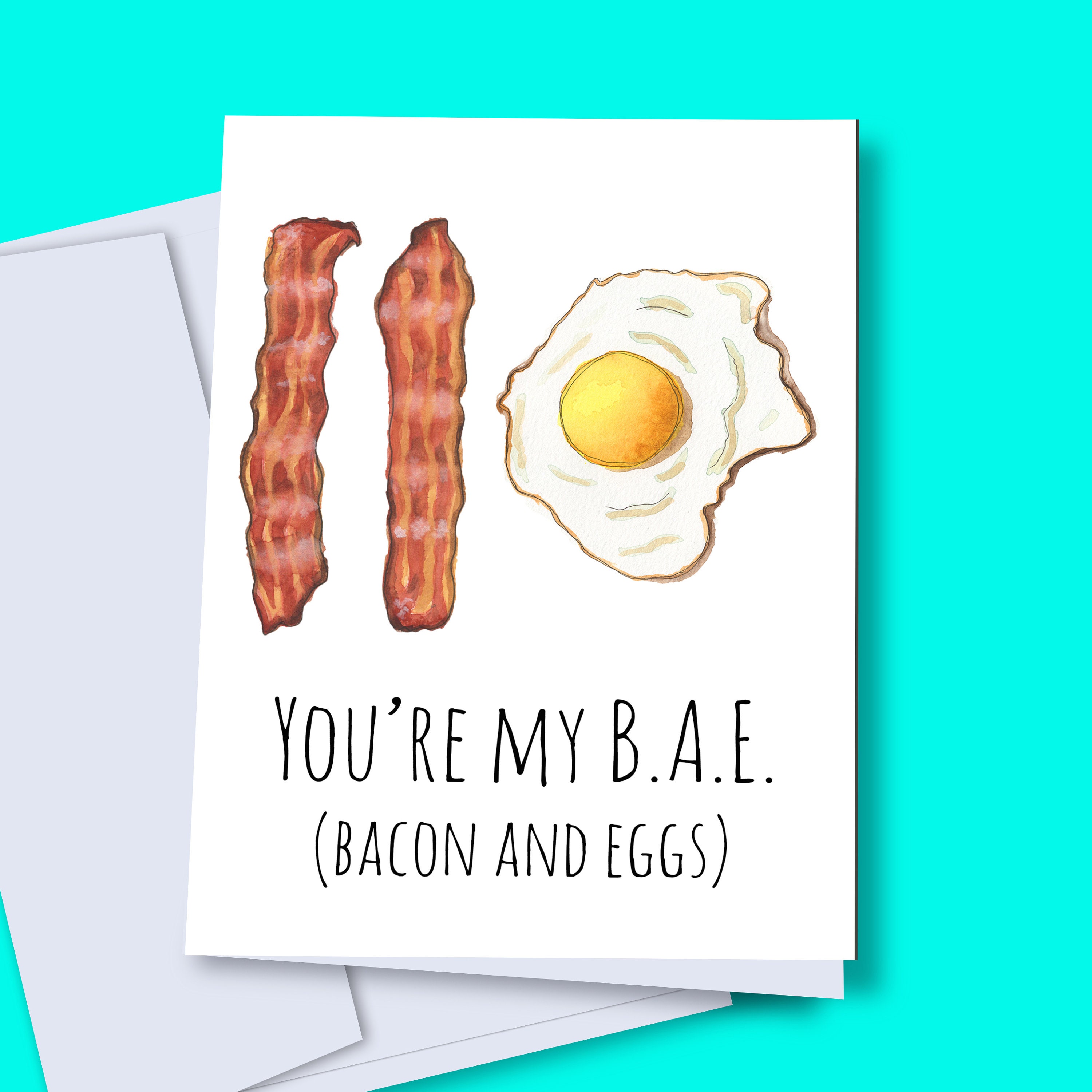 Printable Bacon Card You're My B.A.E. Bacon and Eggs - Etsy