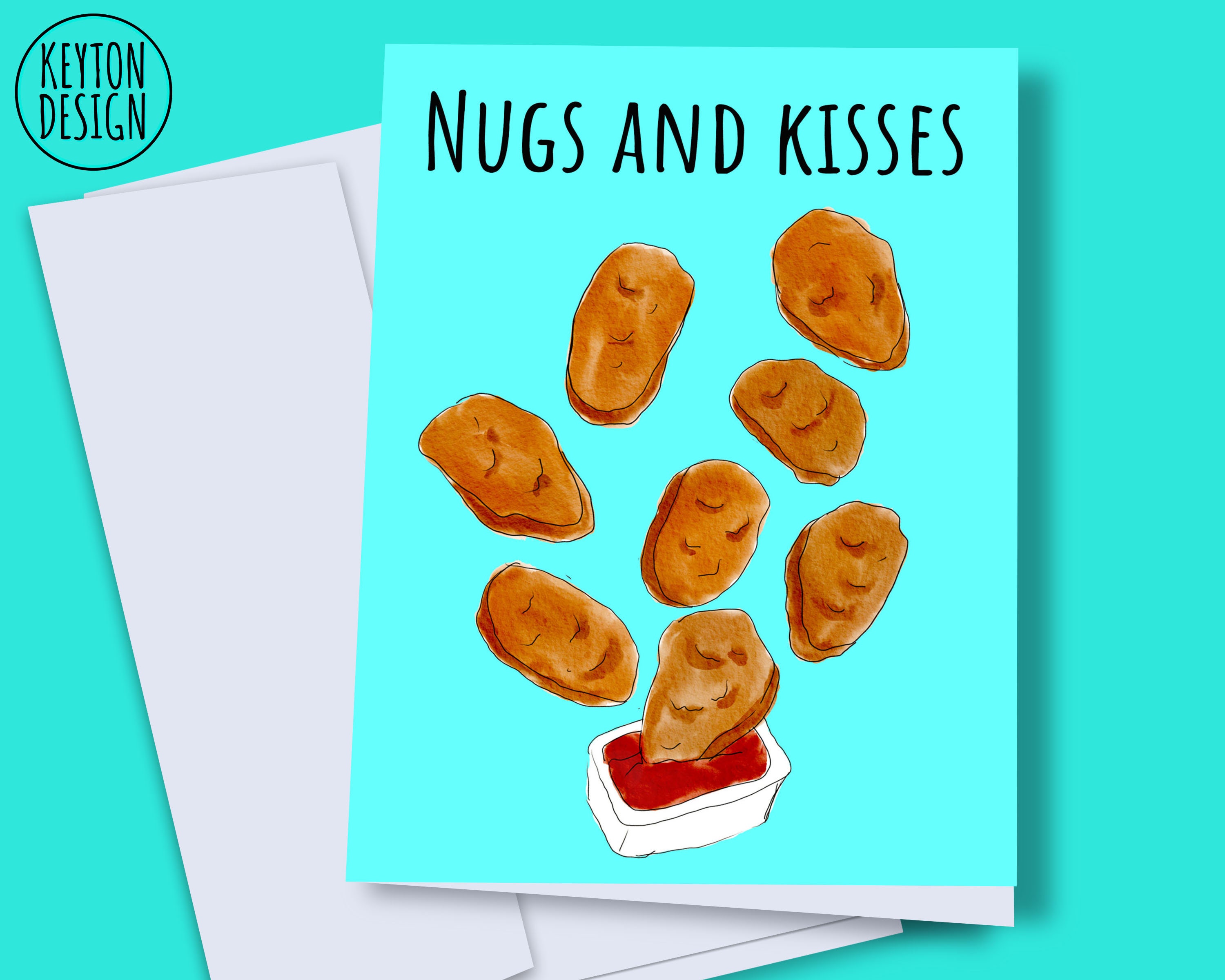 Digital Card, Nugs and Kisses, Printable Card for Boyfriend, Card ...