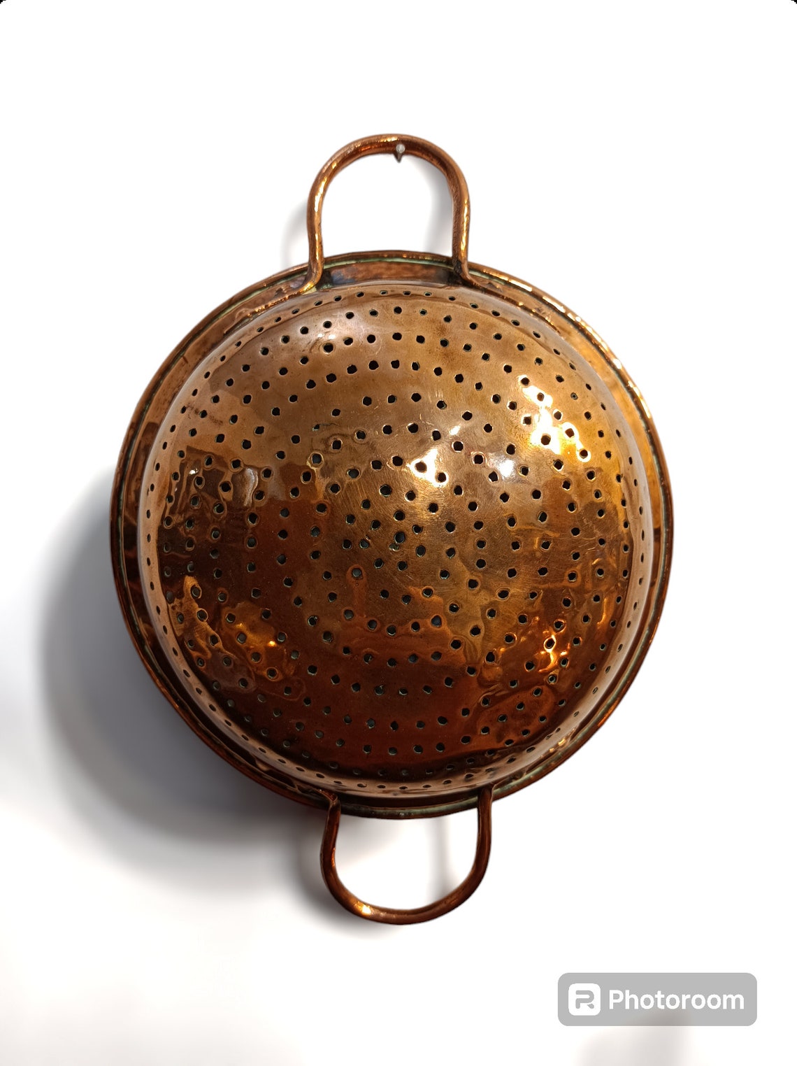 Antique Old Copper Colander Strainer. Rustic, Country Kitchen House ...