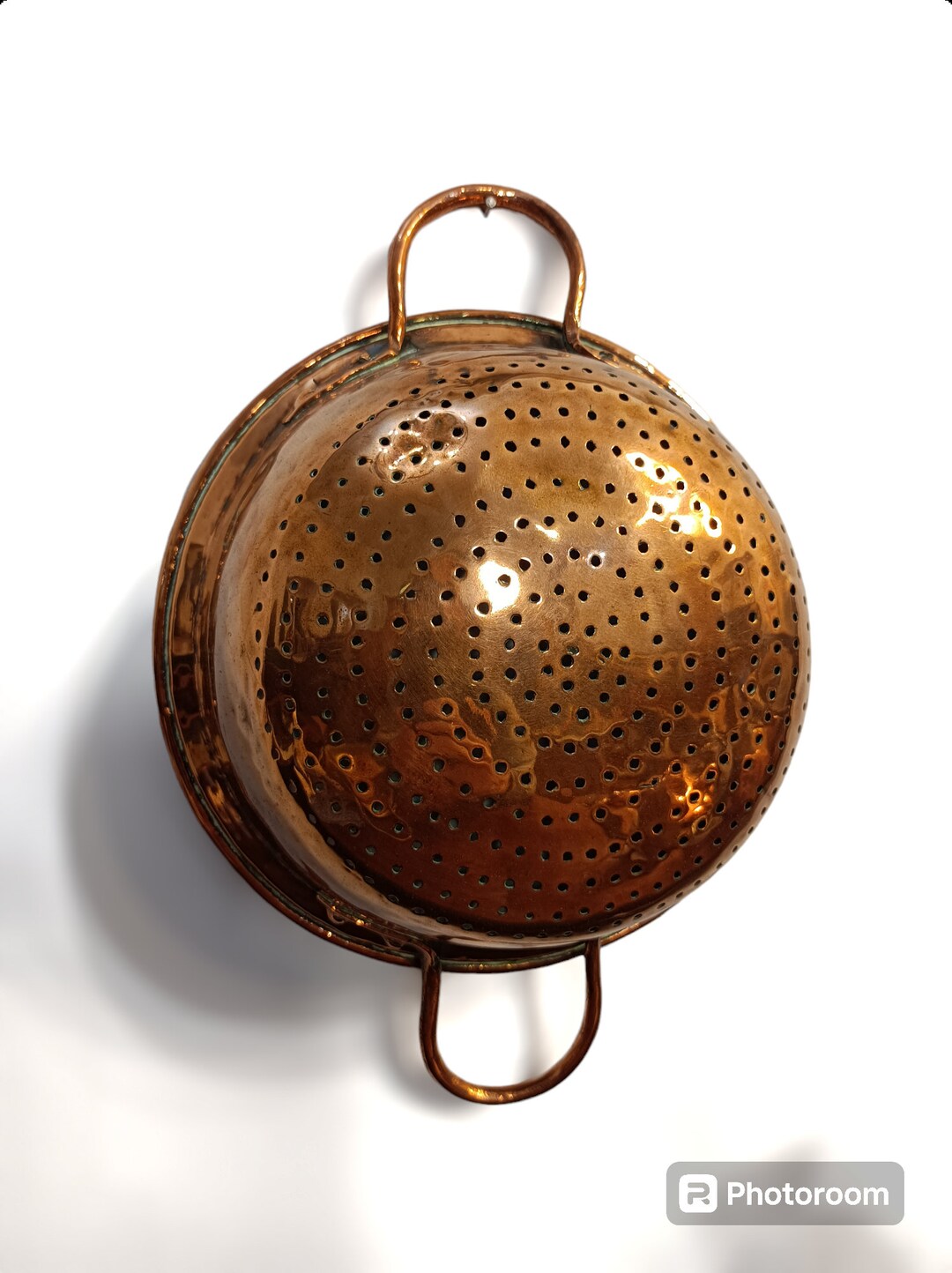 Antique Old Copper Colander Strainer. Rustic, Country Kitchen House ...