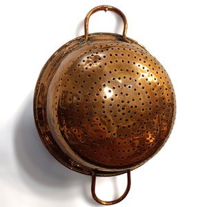 Antique Old Copper Colander Strainer. Rustic, Country Kitchen House ...