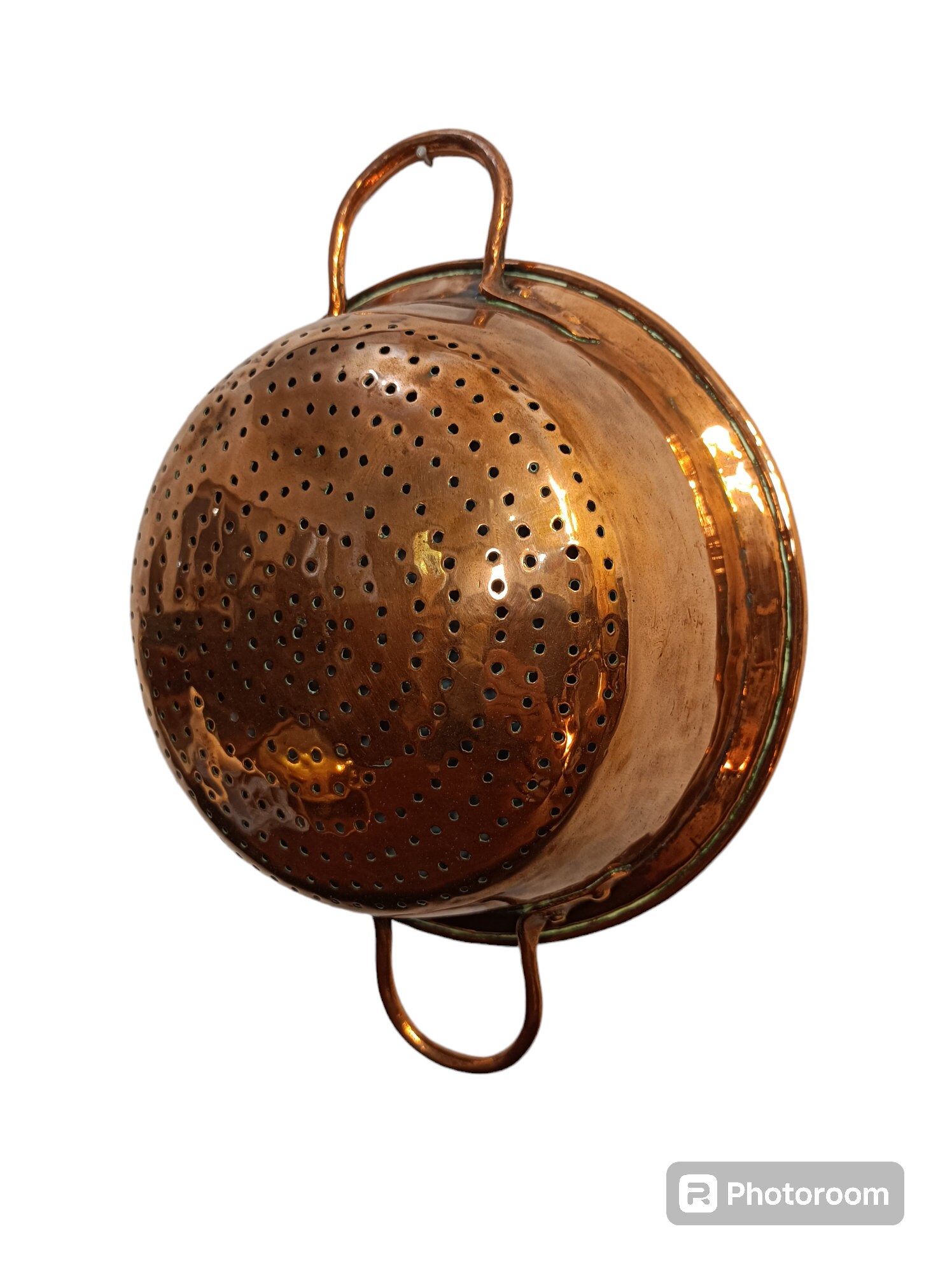 Antique Old Copper Colander Strainer. Rustic, Country Kitchen House ...