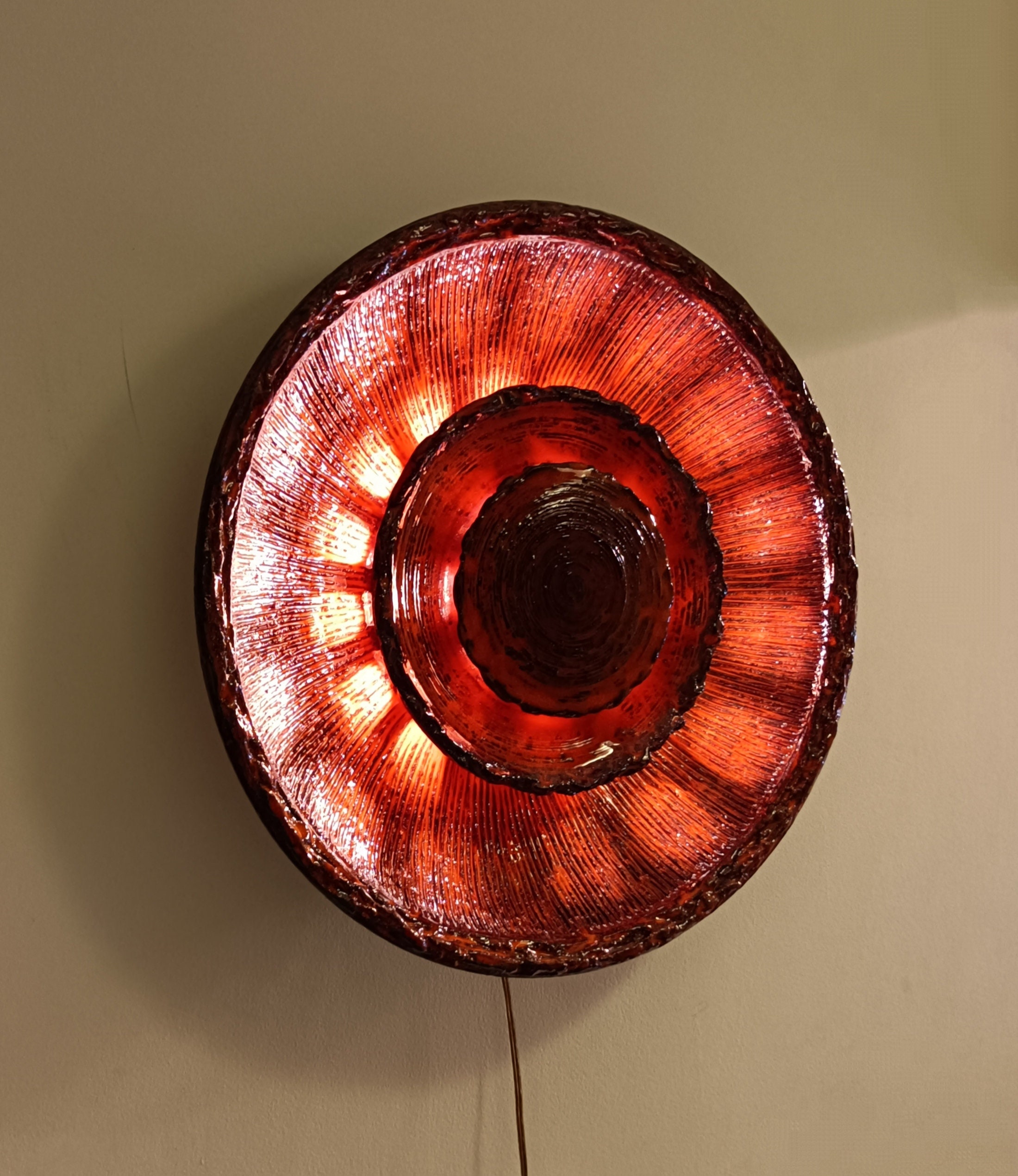 Vintage Mid Century Relief Wall Ceramic Lamp Sculptural Scone by Ege ...