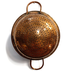 Antique Old Copper Colander Strainer. Rustic, Country Kitchen House ...