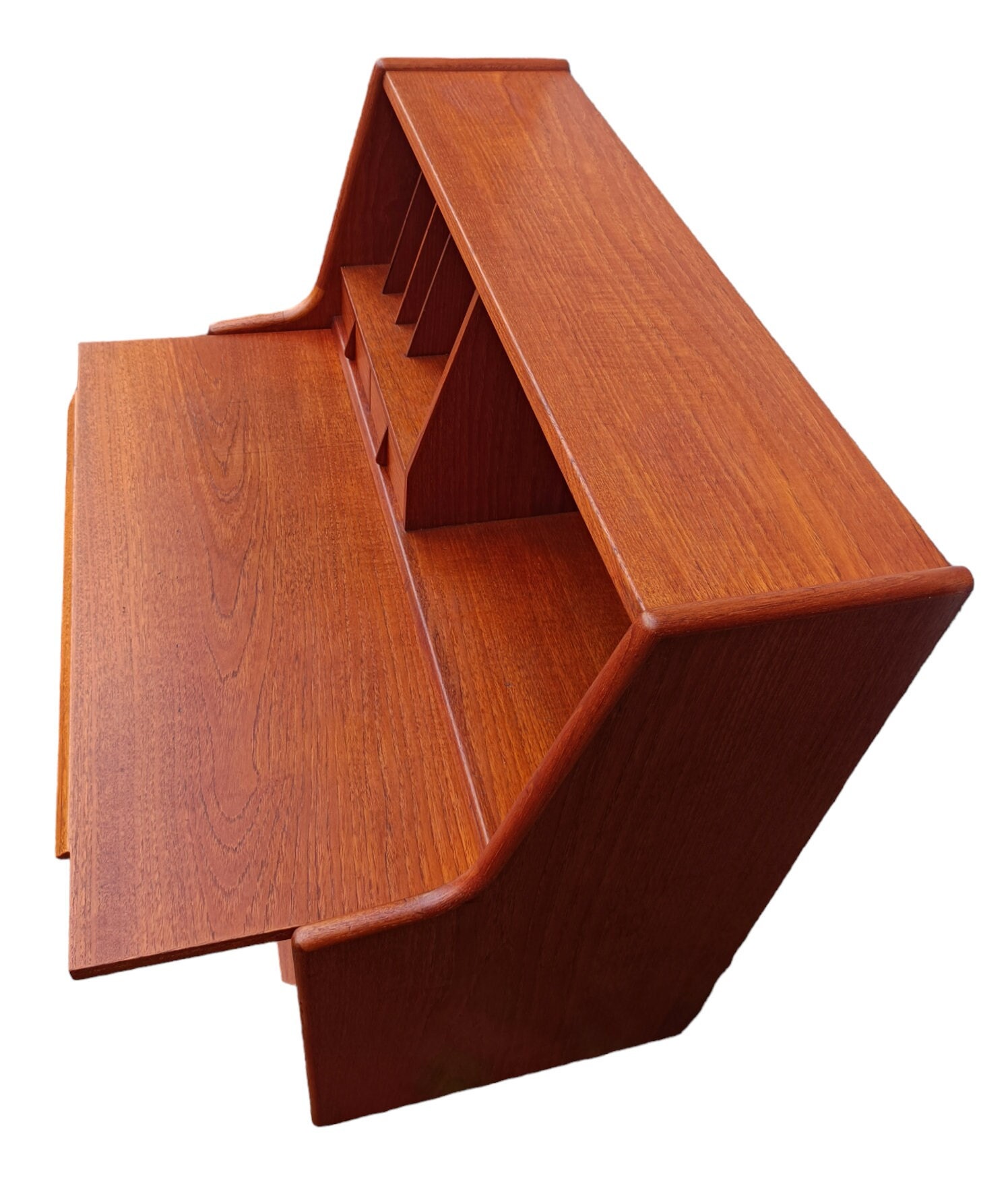 Vintage Mid Century Modern Danish Teak Secretaire With Pull Out Top and ...