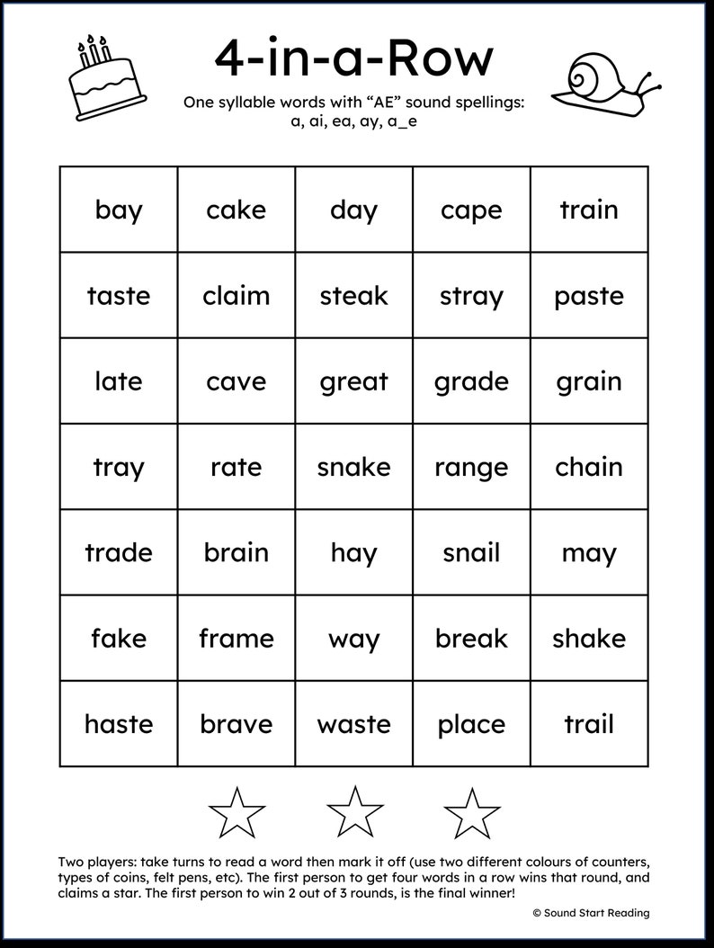 AE Sounds Connect 4 Games, Reading Game, Phonics Activities, Vowel ...