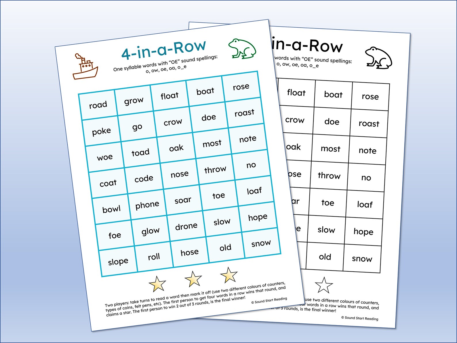 OE Sounds 4-in-a-row Games, Advanced Phonics, Reading Game, Phonics ...