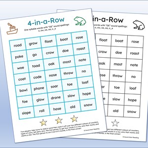 OE Sounds 4-in-a-row Games, Advanced Phonics, Reading Game, Phonics ...