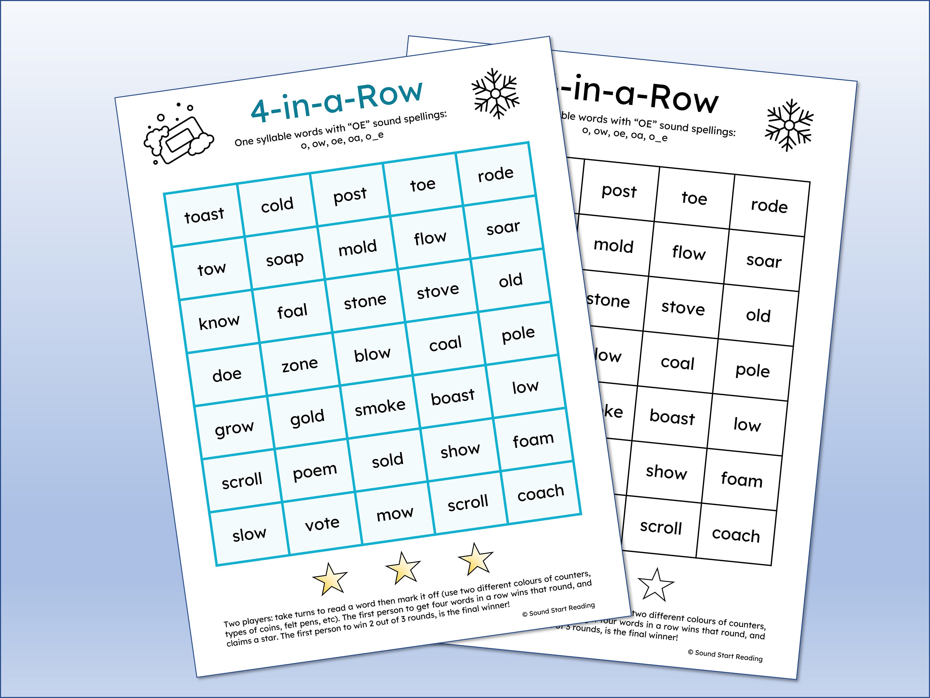 OE Sounds 4-in-a-row Games, Advanced Phonics, Reading Game, Phonics ...