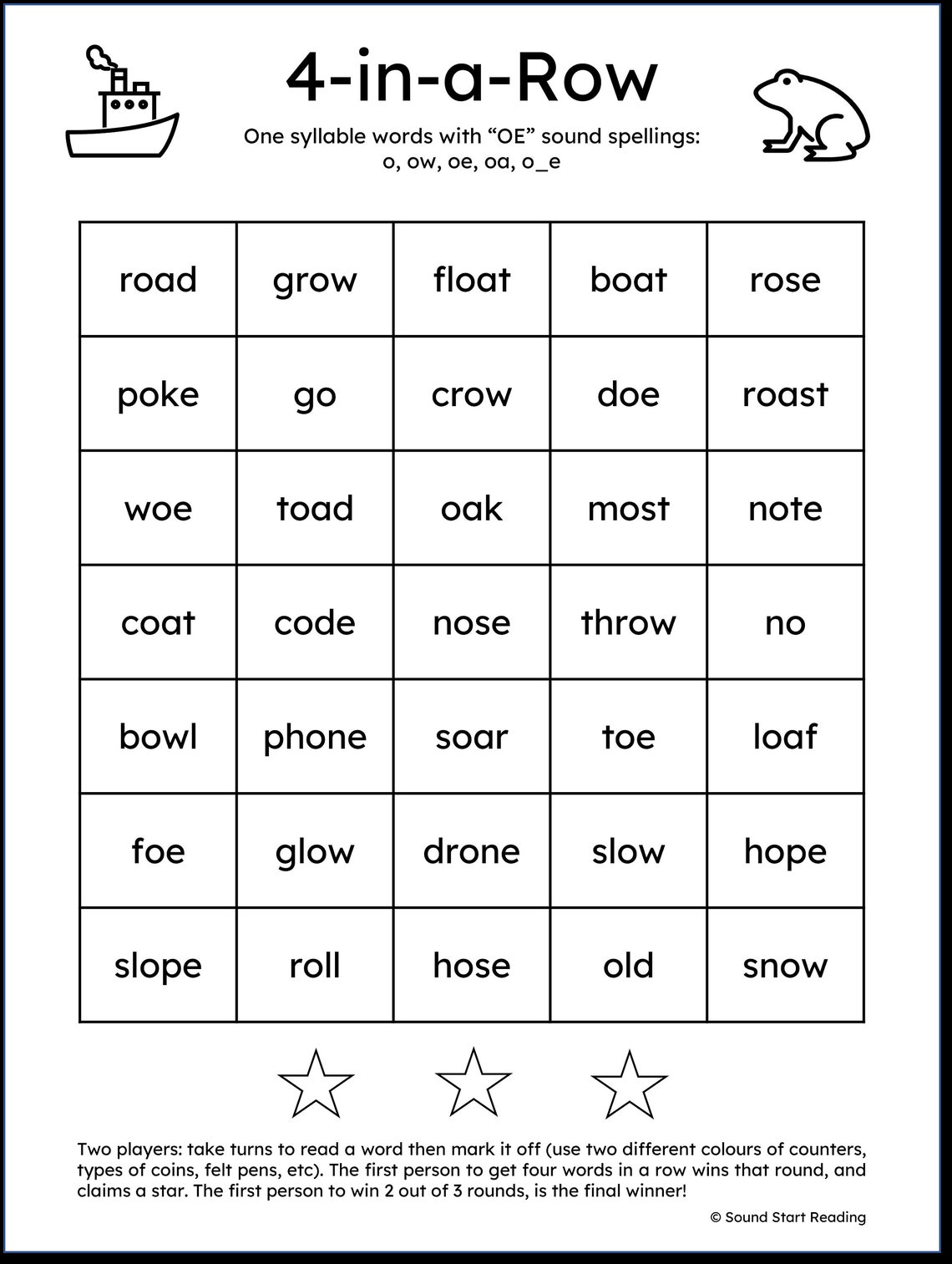 OE Sounds 4-in-a-row Games, Advanced Phonics, Reading Game, Phonics ...