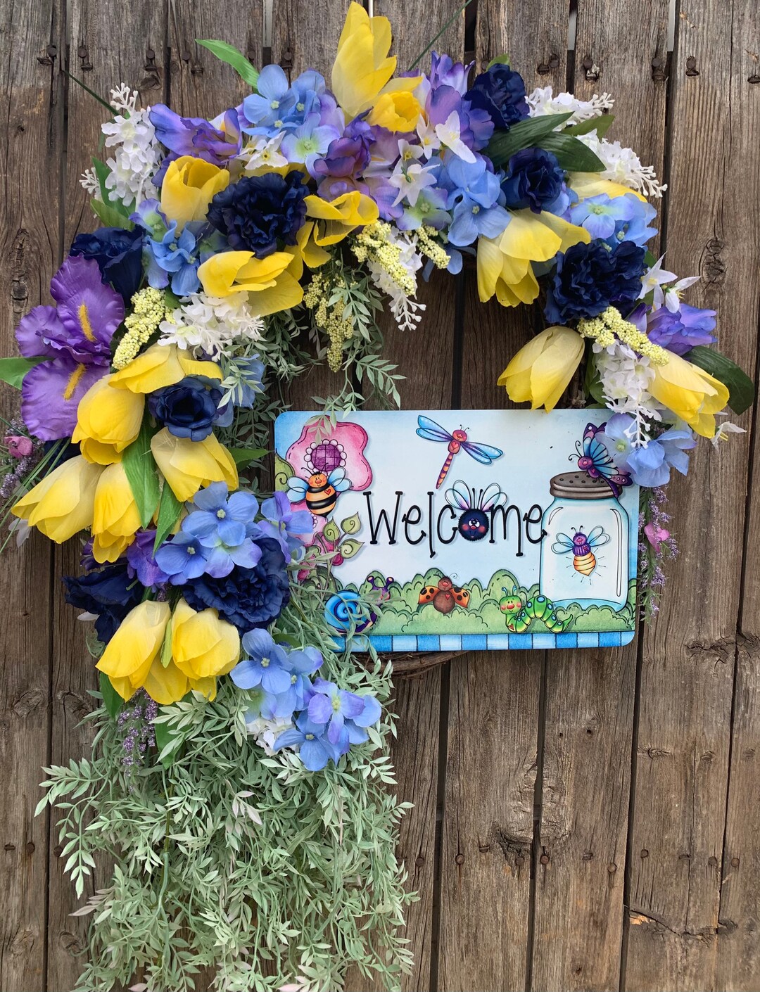 Extra Large Spring Wreath: Tulips, Orchids, Cornflowers, Greenery - Etsy