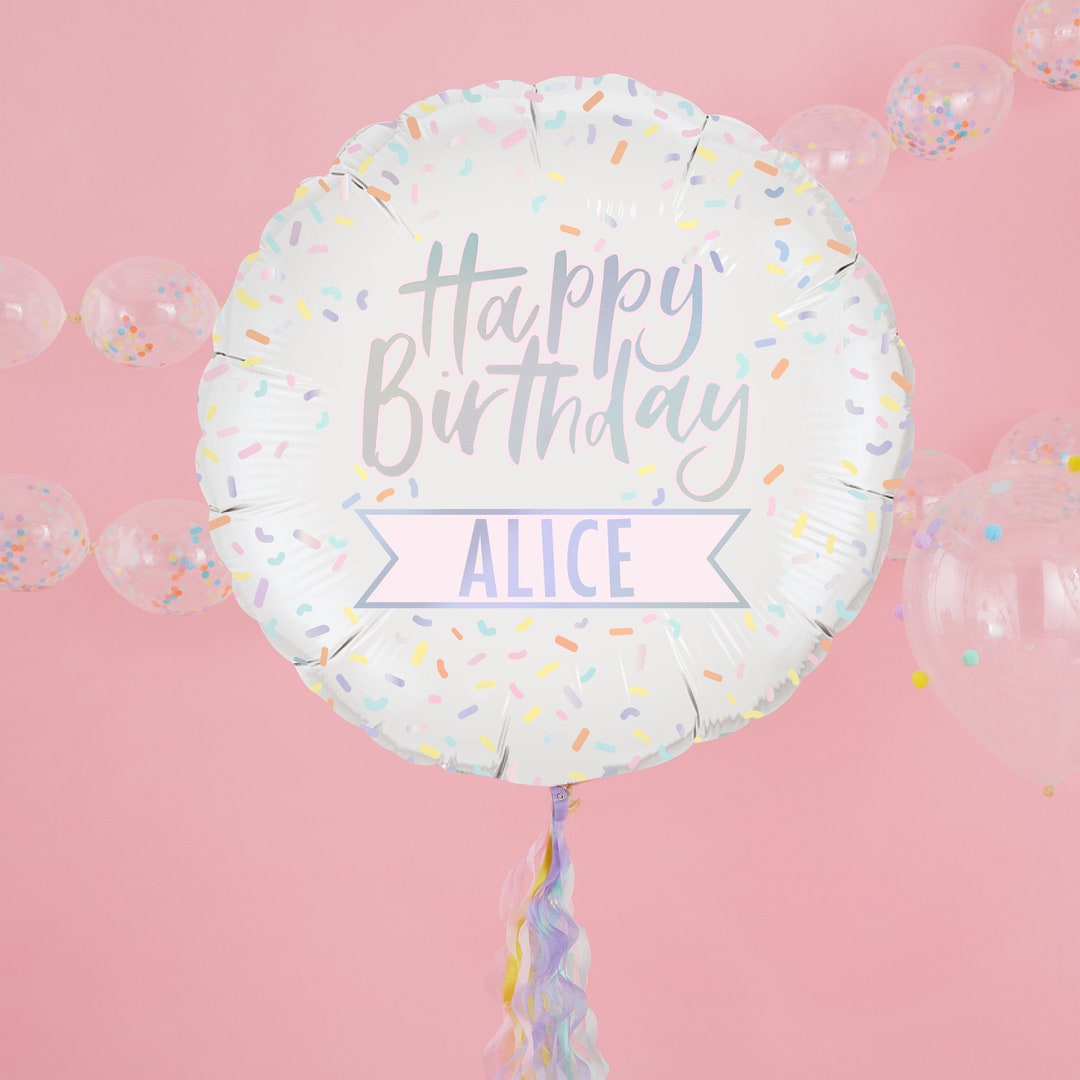 Personalised Happy Birthday Foil Balloon Iridescent Foil Balloons ...