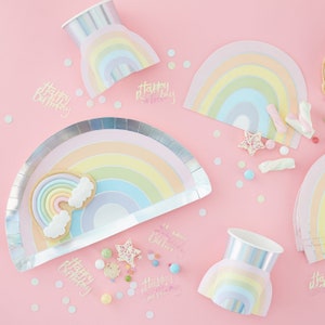 Pastel Rainbow Plates Iridescent Pastel Rainbow Paper Plates Pastel ...