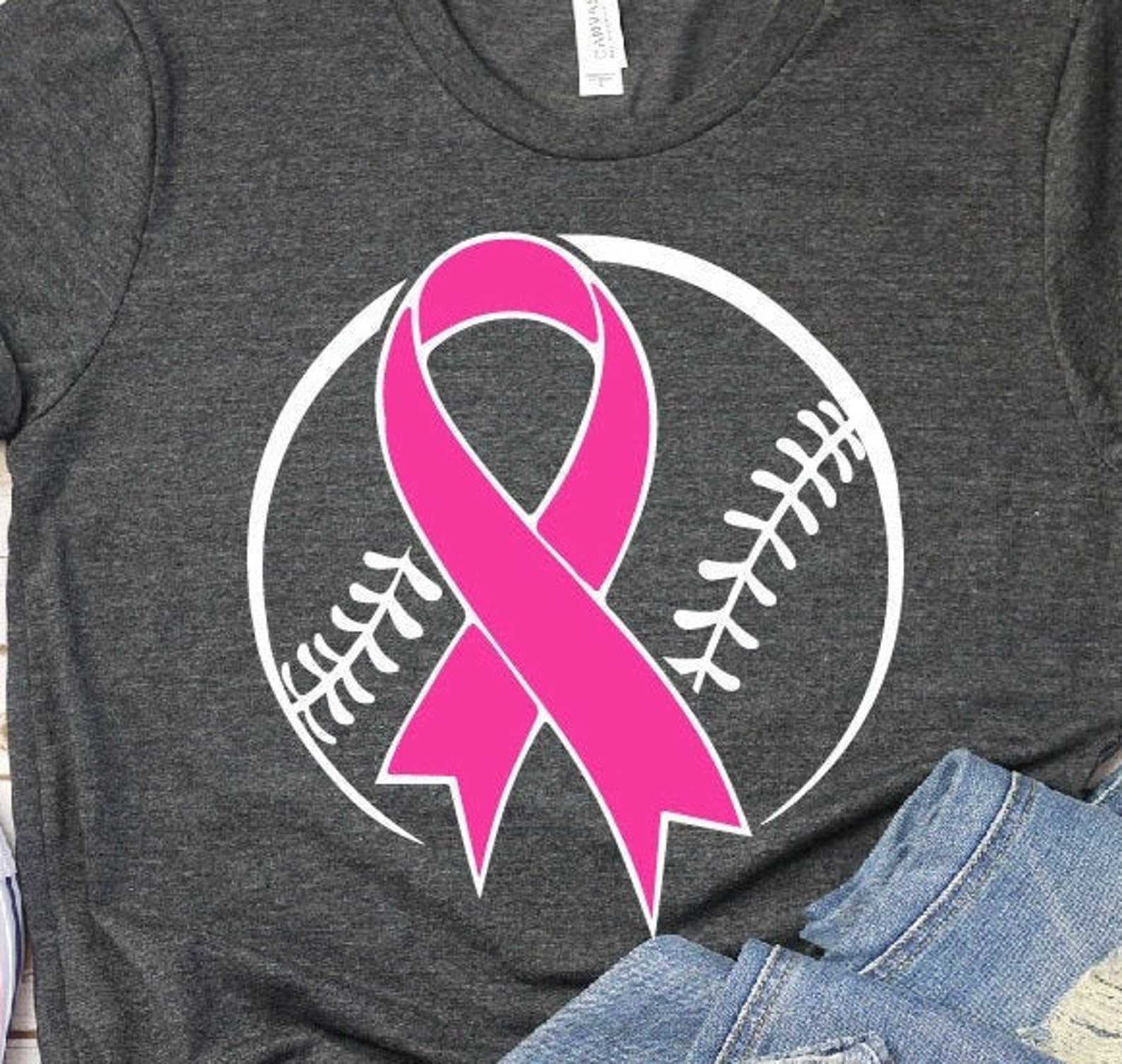 Cancer Ribbon With Baseballs SVG Cancer Ribbon With Softballs | Etsy