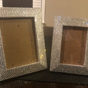 Bling Diamond/silver Frame Hand Placed Photo Frames. Bedazzled Frame ...