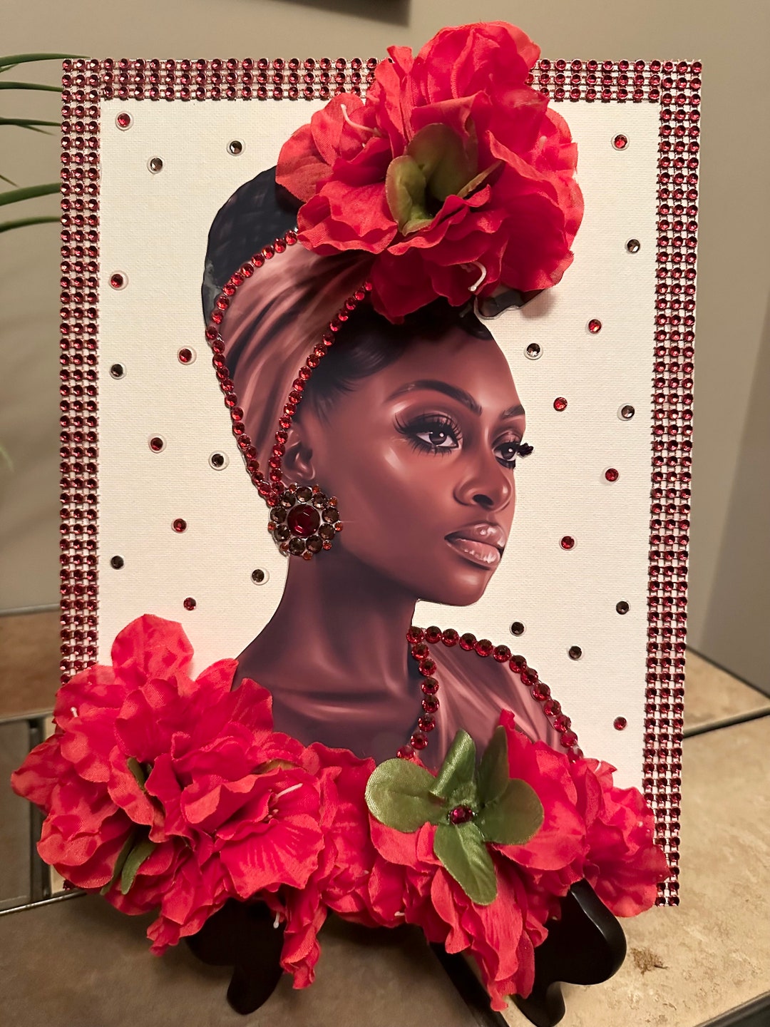 Ravishing Rhonda Red & Brown Bling Diva. 9x12 Bling Canvas Art - Etsy