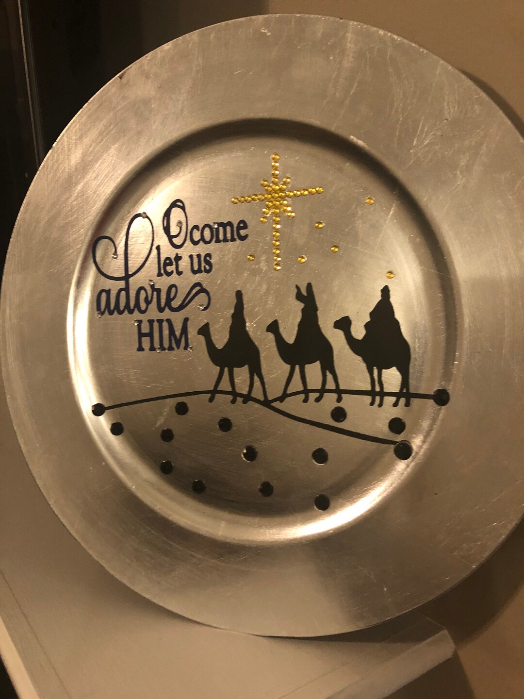 Let Us Adore Him Silver Charger Plate: Bling Christmas Decor - Etsy