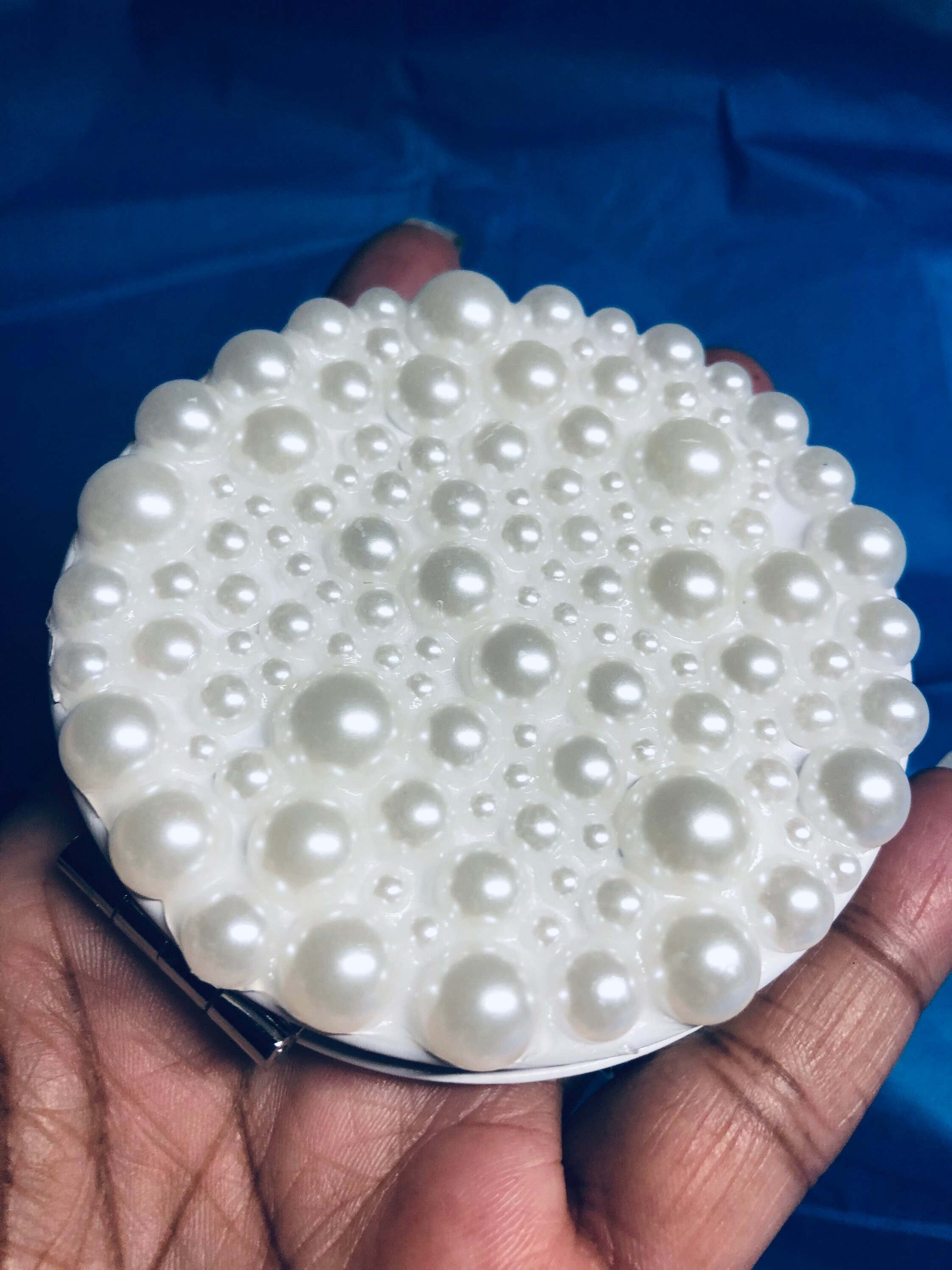 Rhinestone Pearl Bling Compact Mirror: Double Sided Purse Mirror - Etsy