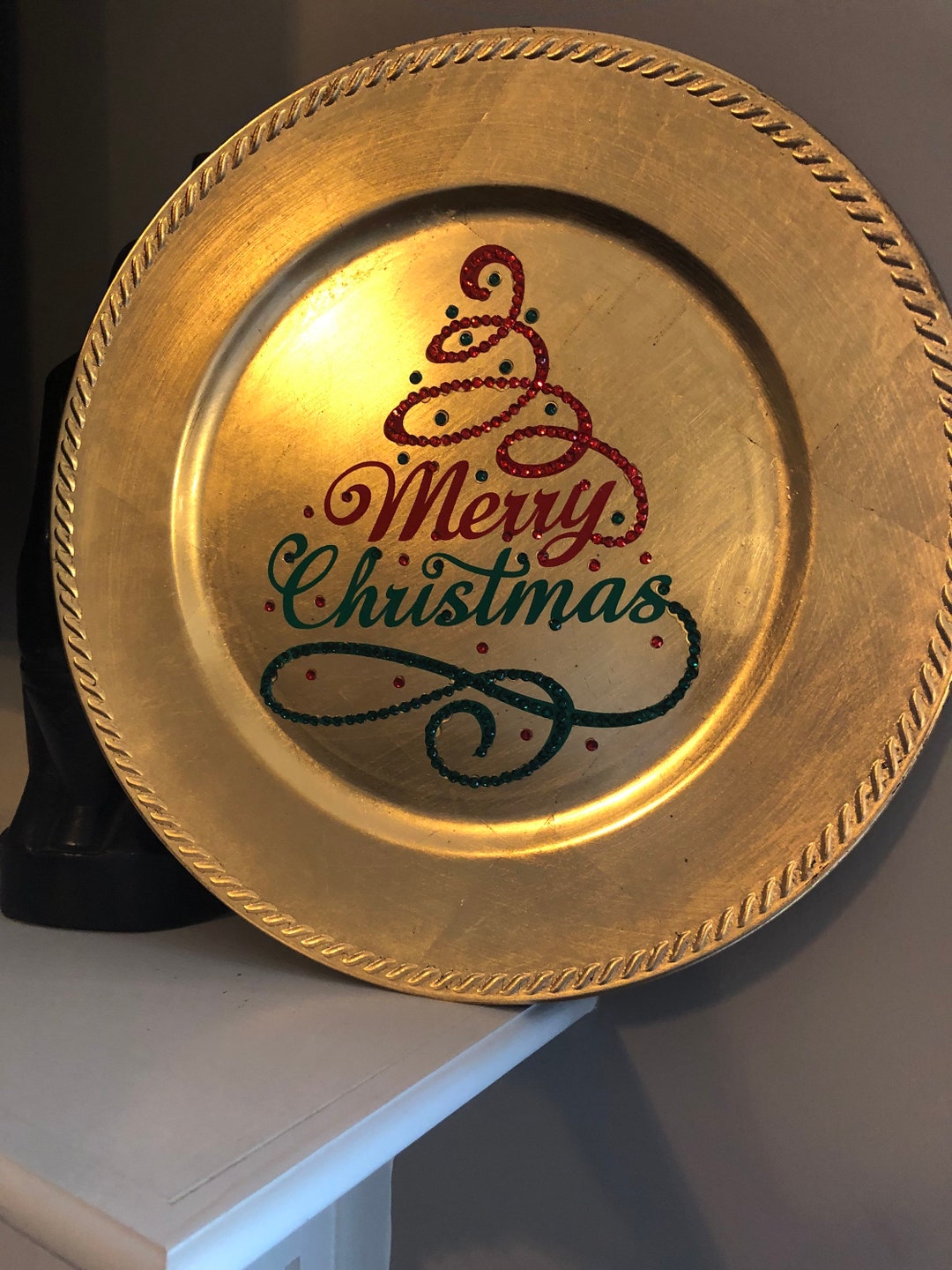 Merry Christmas Bling Gold Charger Plate, Inspirational, Positive ...