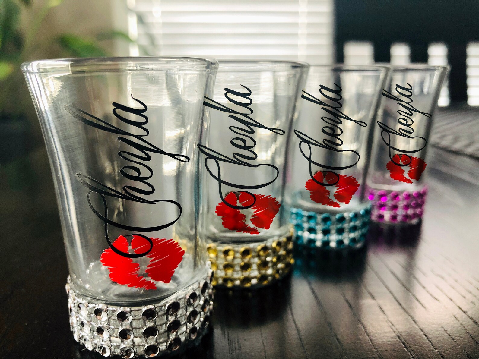 Lips Personalized Name Bling Shot Glass 1.5 Oz Custom Color Gifts for ...