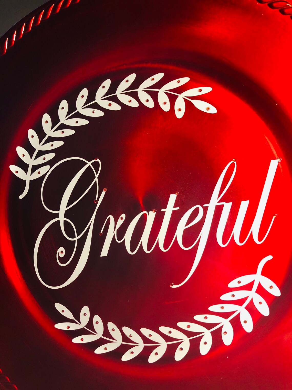 Grateful Bling Red Charger Plate Inspirational Positive - Etsy