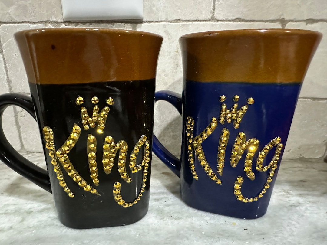 KING Two-tone Flared-rim Black or Blue Brown Top Coffee Mug. 14 Oz ...
