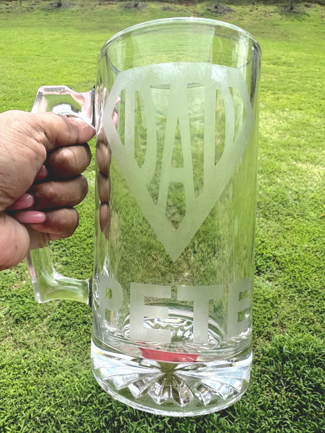 Etched Shield Beer Mug | Personalized 26.5oz Stein, Father's Day Gift ...