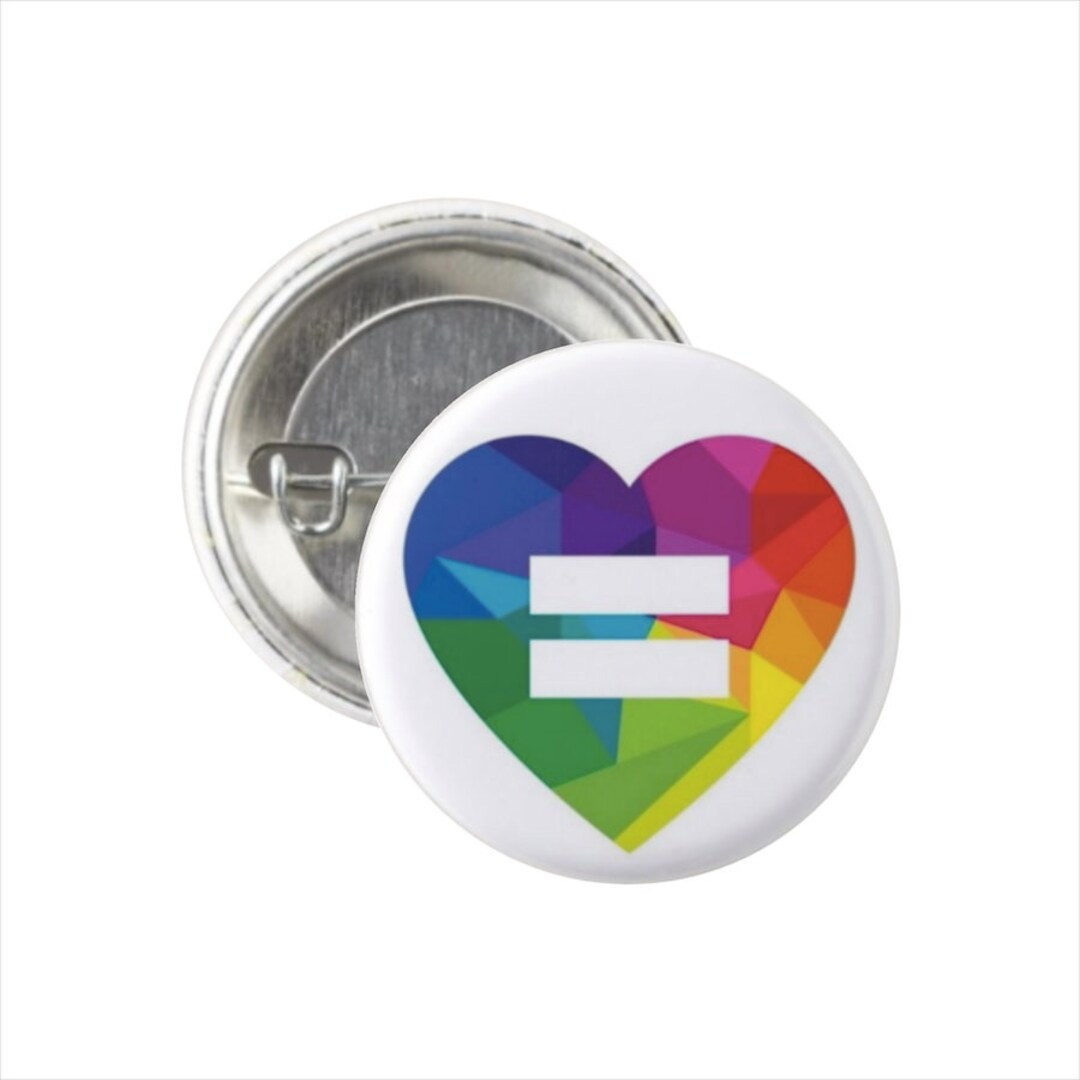Equality Sign Equal Sign Heart Rainbow LGBTQ Pride Flag Pin Round ...