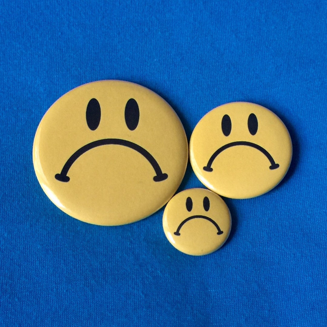 Upside Down Face Yellow Frown Sad Face Pin Badge Pinback Button ~ 1 ...