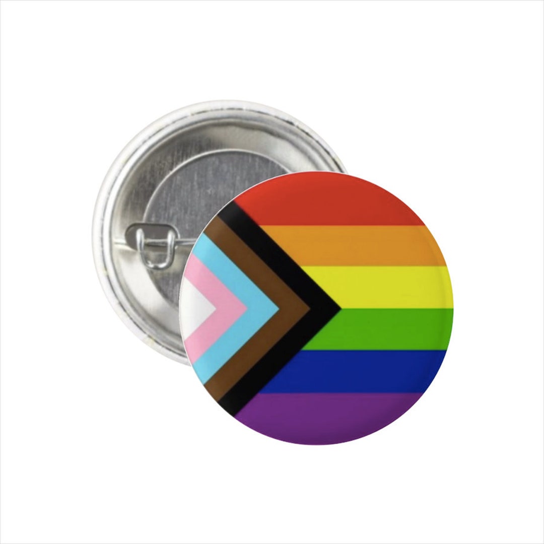Inclusive Progress Pride Rainbow LGBTQ Pride Flag Pin Round Circle ...