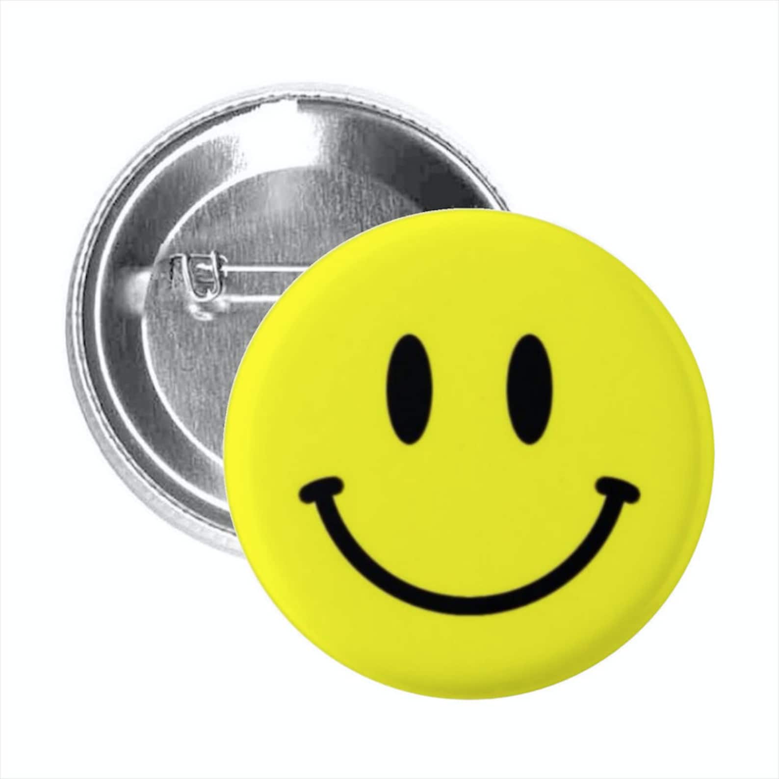 Yellow Face Pin Badge Pinback Round Circle Button ~ 1" Pin 1.5" Pin 2. ...