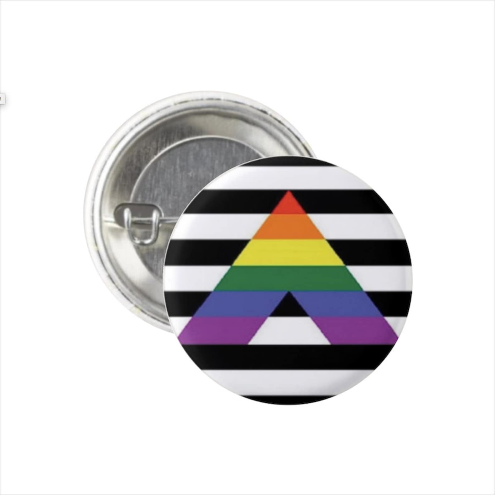 Straight Ally LGBTQ Black and White Striped Pride Flag Pin | Etsy
