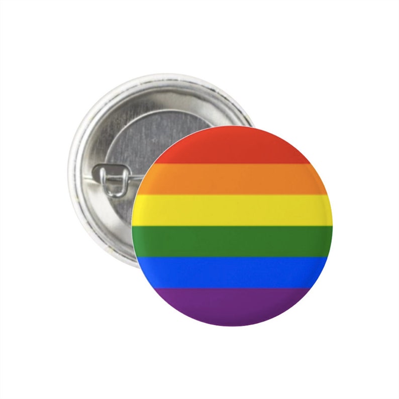Lgbtq Rainbow Classic Pride Flag Pin Round Circle Button Etsy